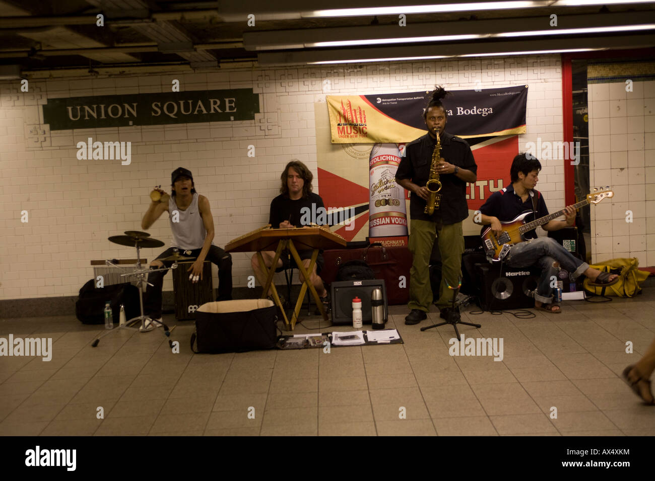 Musicians playing at the Union Square Subway Station in Manhattan Stock ...