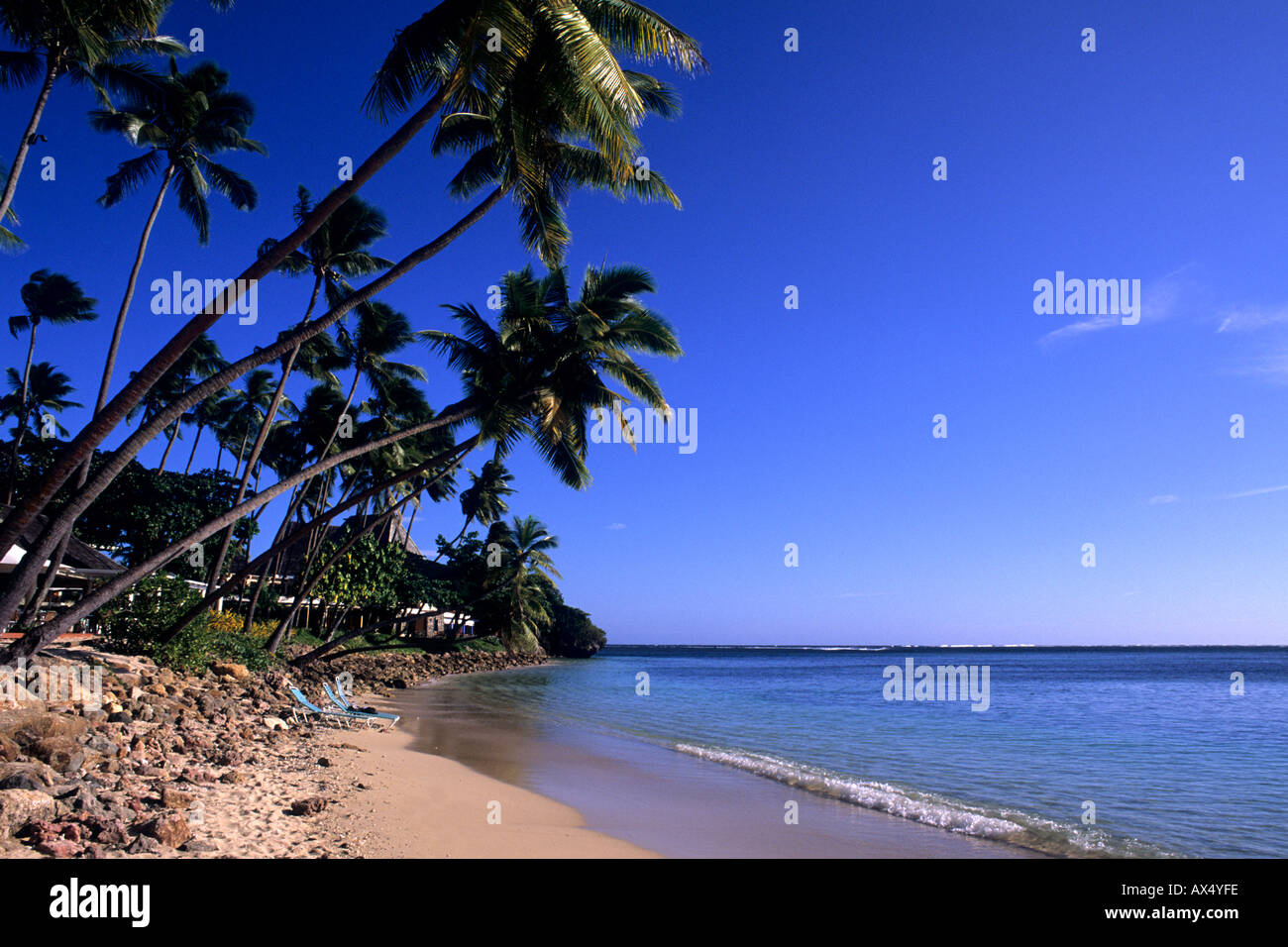 Beautiful Beaches Chairs and Palms on the Coral Coast in the Fiji ...
