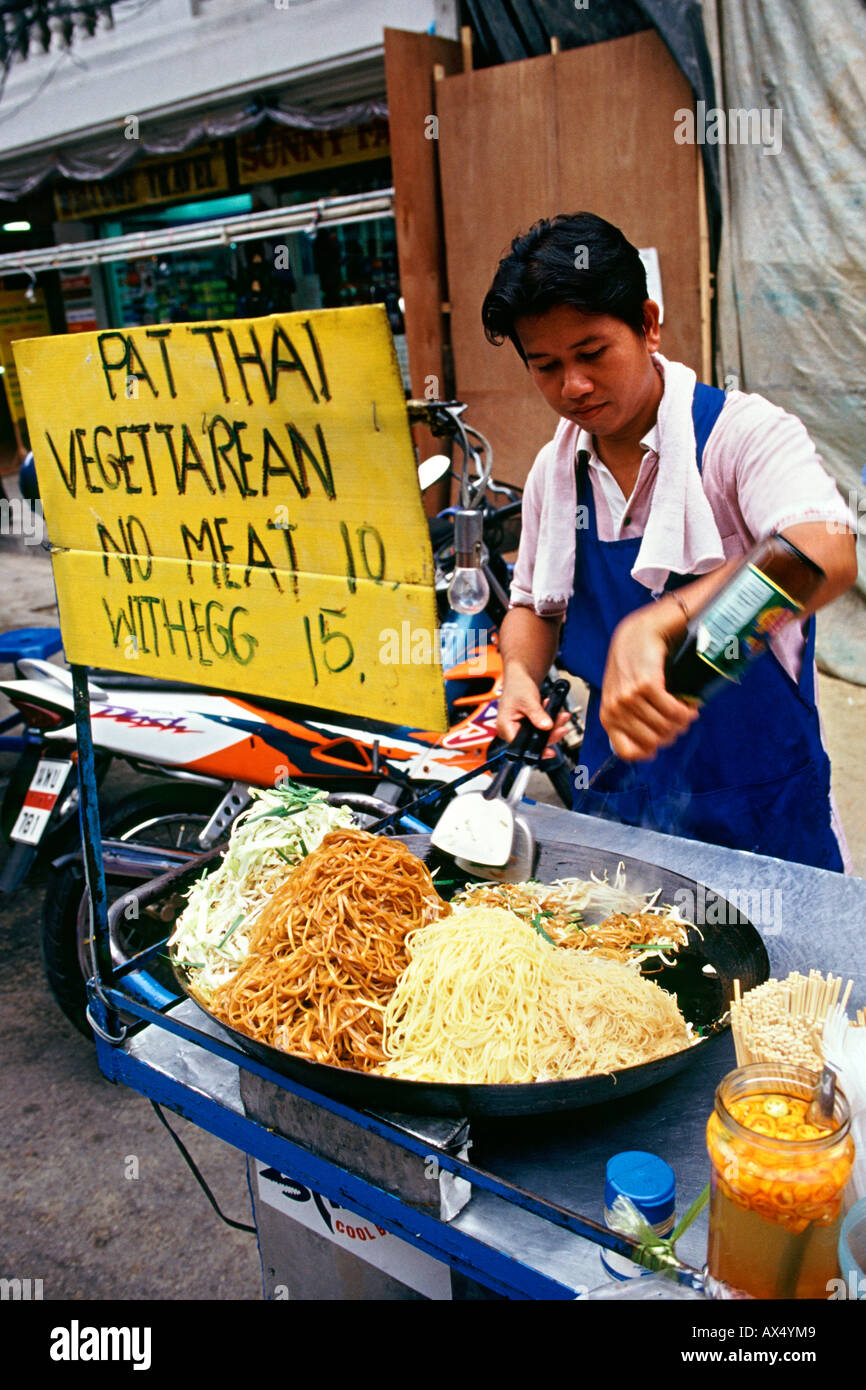A road side food vendor on the Khao San road in Bangkok Thailand Stock ...