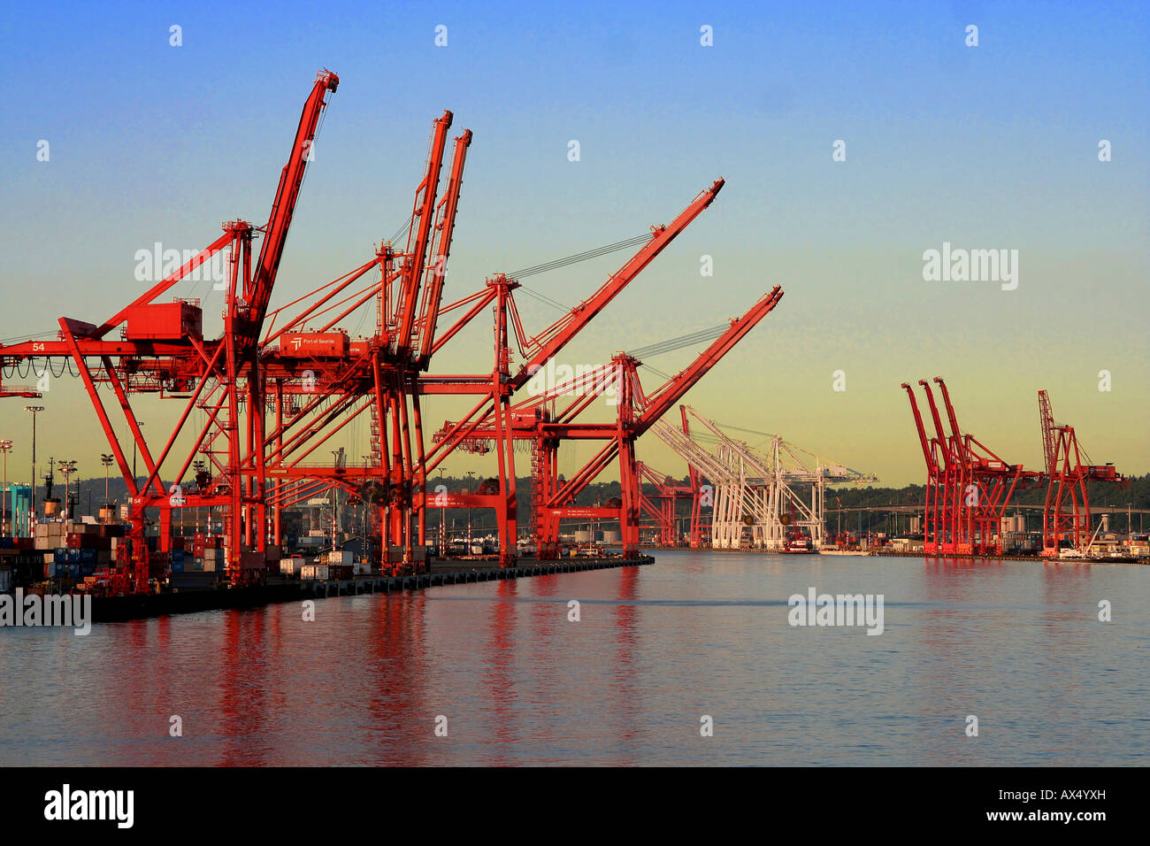Cargo cranes in the Port of Seattle Washington Stock Photo - Alamy