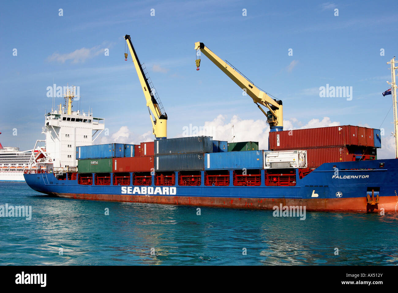 Containers deliver cargo to Grand Cayman in the Caribbean Not released ...