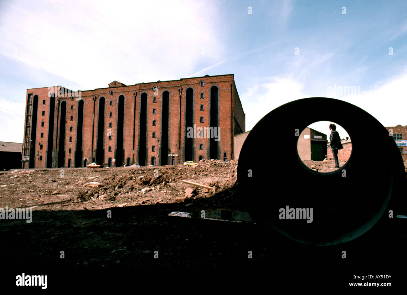 Liverpool docks building in 1980s before redevelopment Stock Photo - Alamy