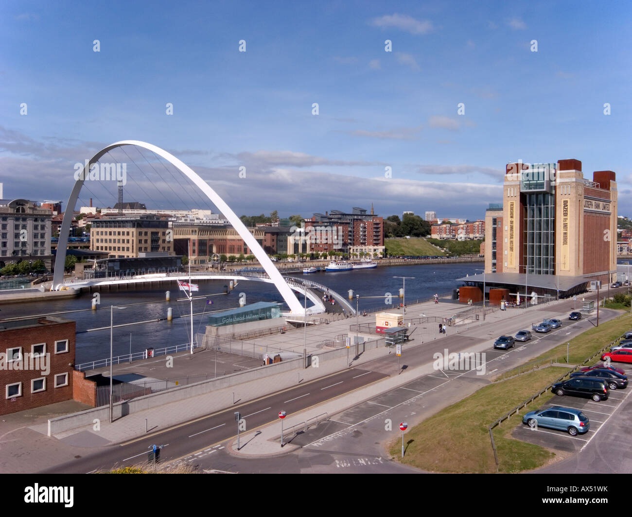 South Bank of the river Tyne at Gateshead, showing the Millennium ...