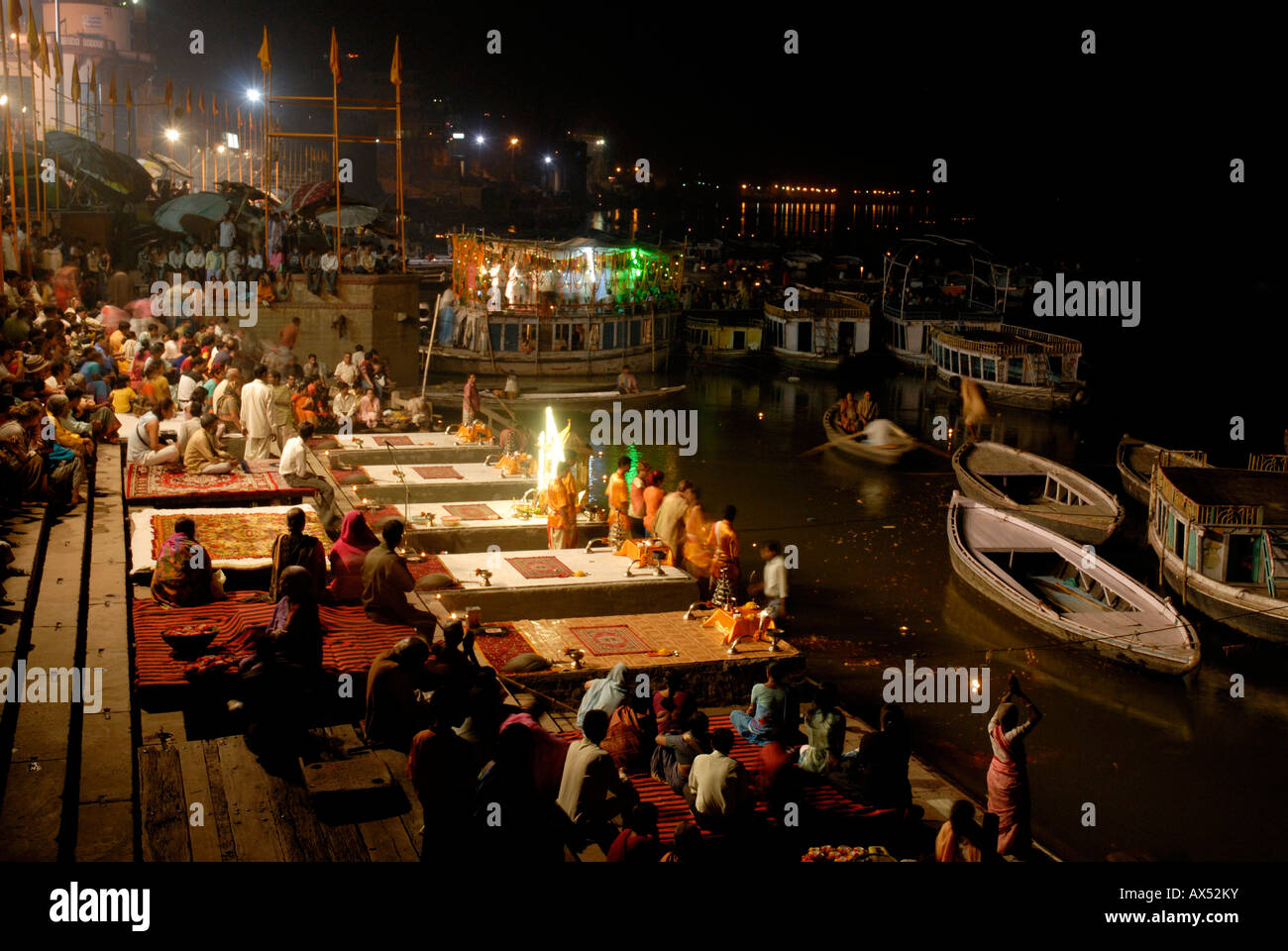 The Evening Puja Ceremony on the banks of the Holy River Ganges ...