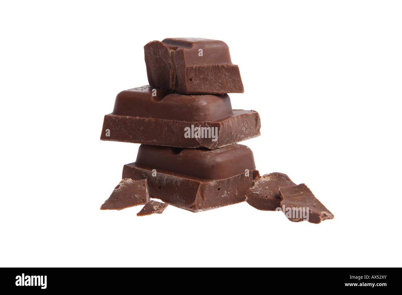 Chunks of Milk Chocolate cut out on white background Stock Photo - Alamy