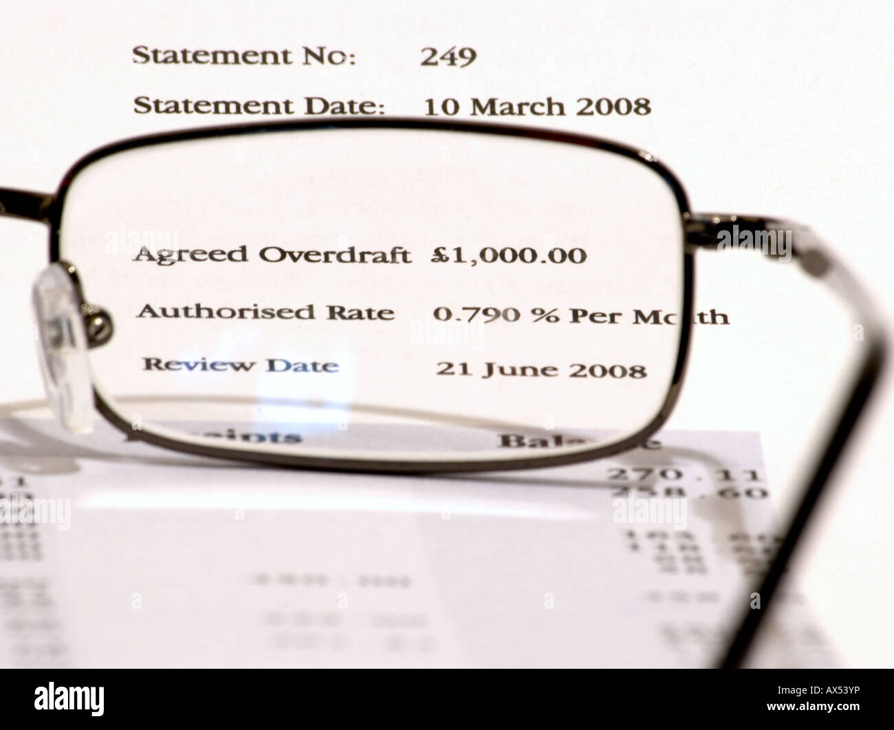 Bank current account statement hi-res stock photography and images - Alamy