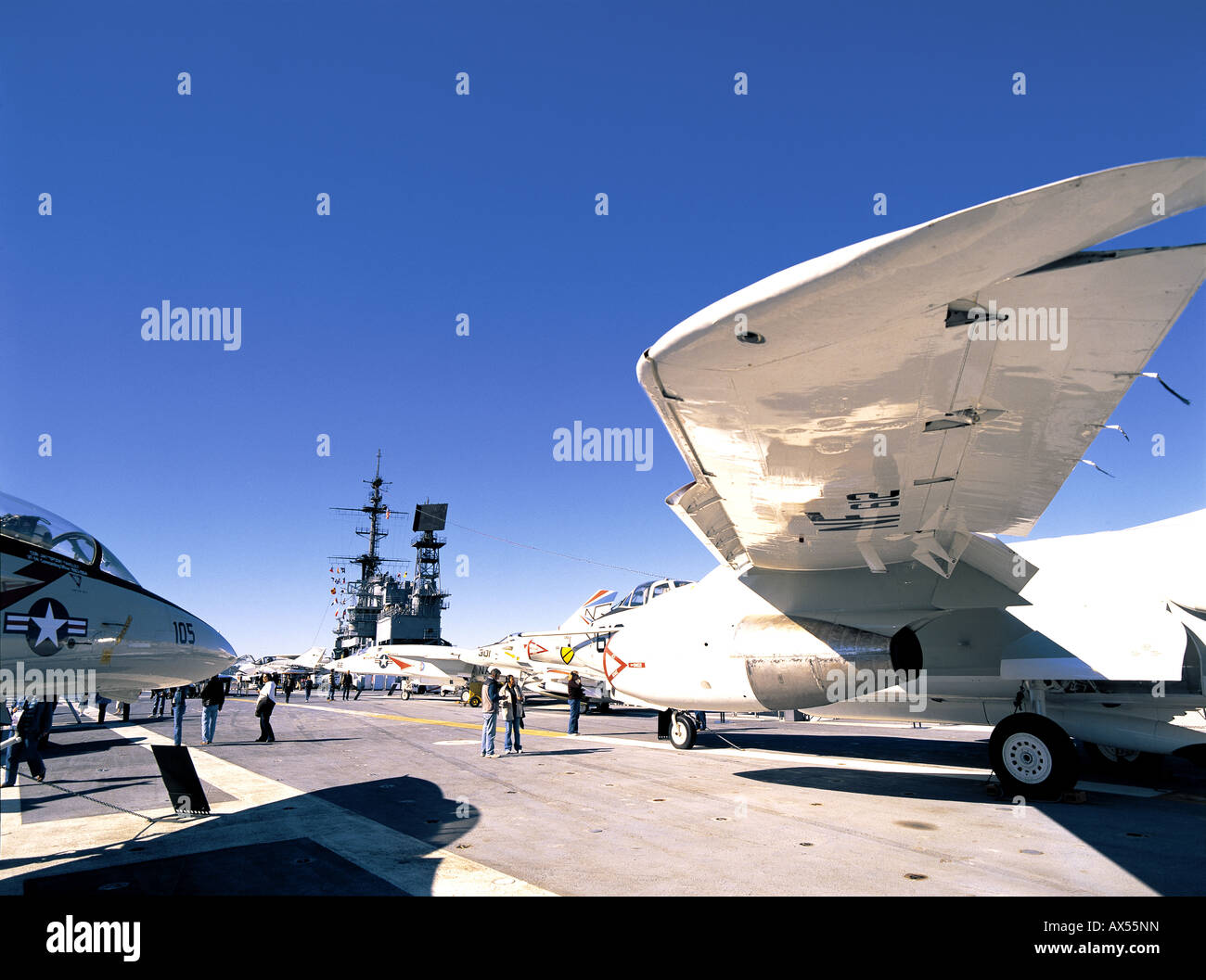 Flight deck of USS Midway aircraft carrier at Navy Pier, San Diego ...