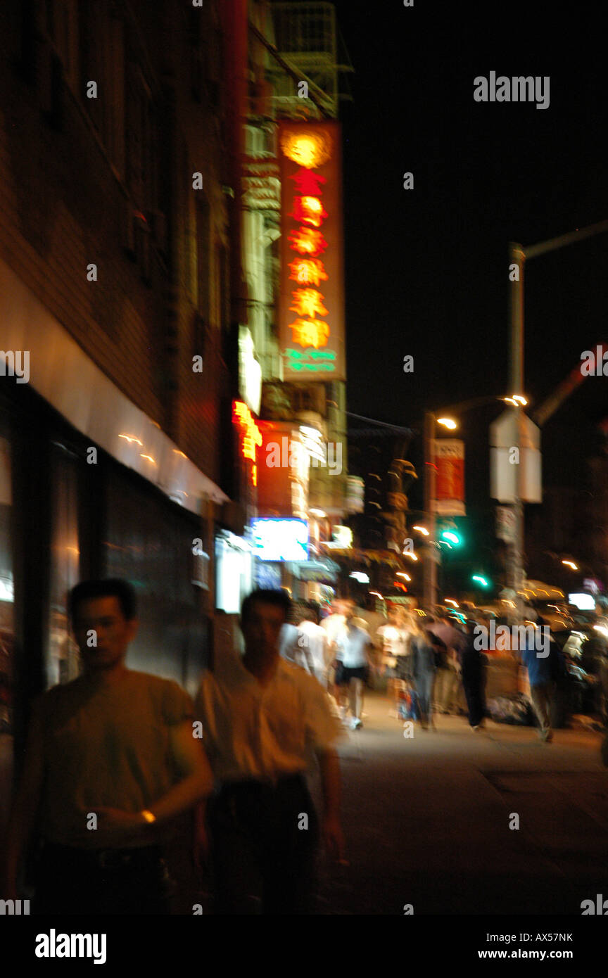 Chinatown at night New York USA Stock Photo - Alamy