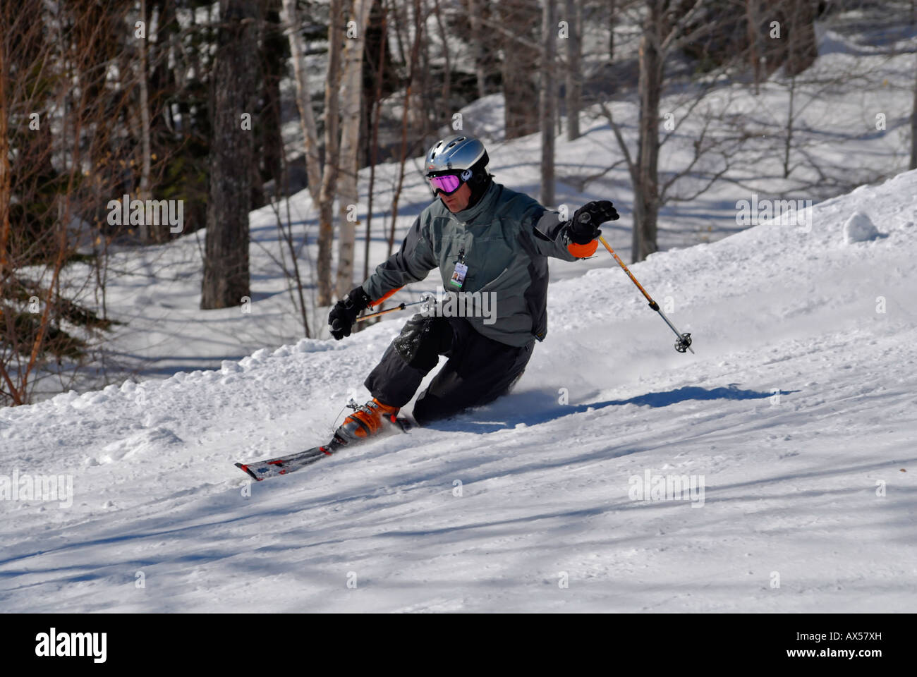 Telemark skier technique, Le Massif Ski Resort, region of Charlevoix ...
