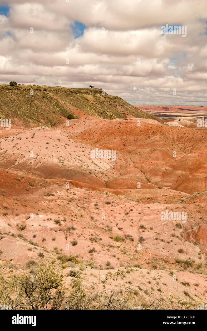 vertical landscape of painted desert arizona with cloudy sky Stock ...