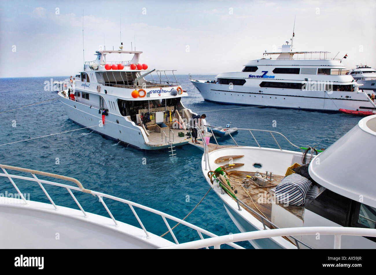 Diving boats waiting for tourist divers, Red Sea, Egypt Stock Photo - Alamy