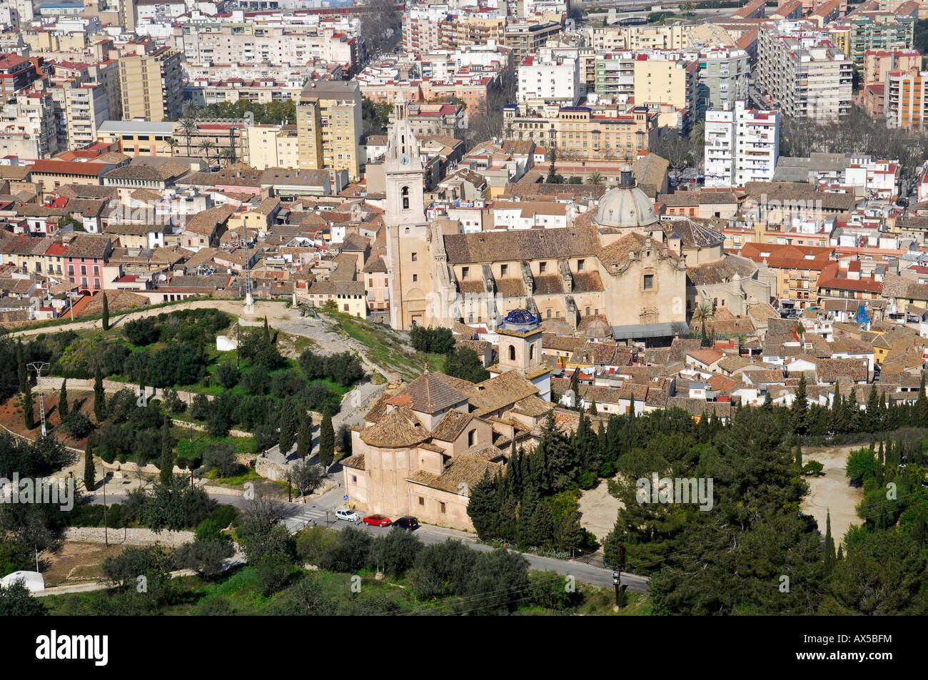 View of the city and La Seu Cathedral, Xàtiva (Játiva), Valencia, Spain ...
