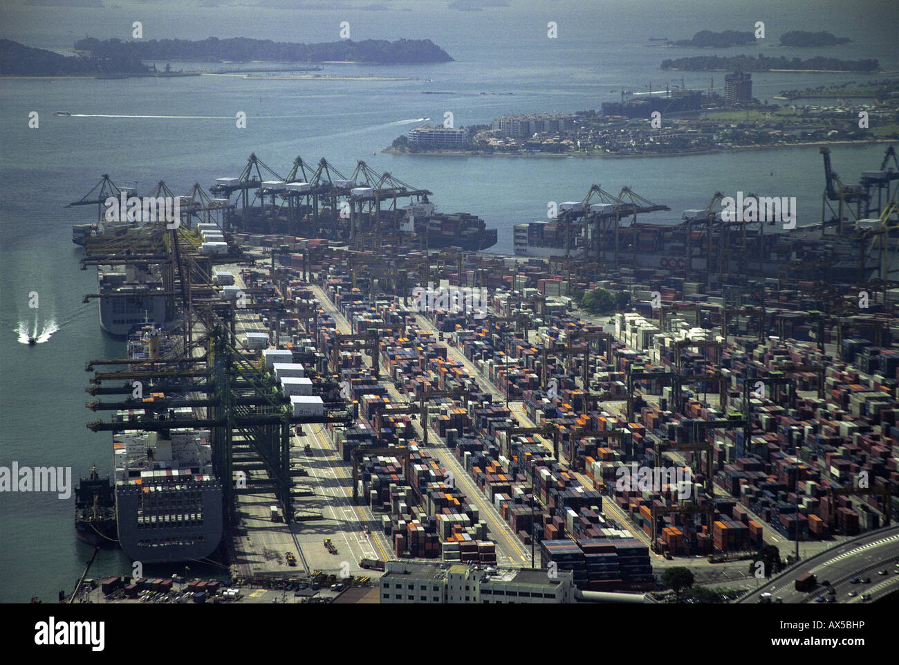 Aerial view of container harbor at Singapore Stock Photo - Alamy