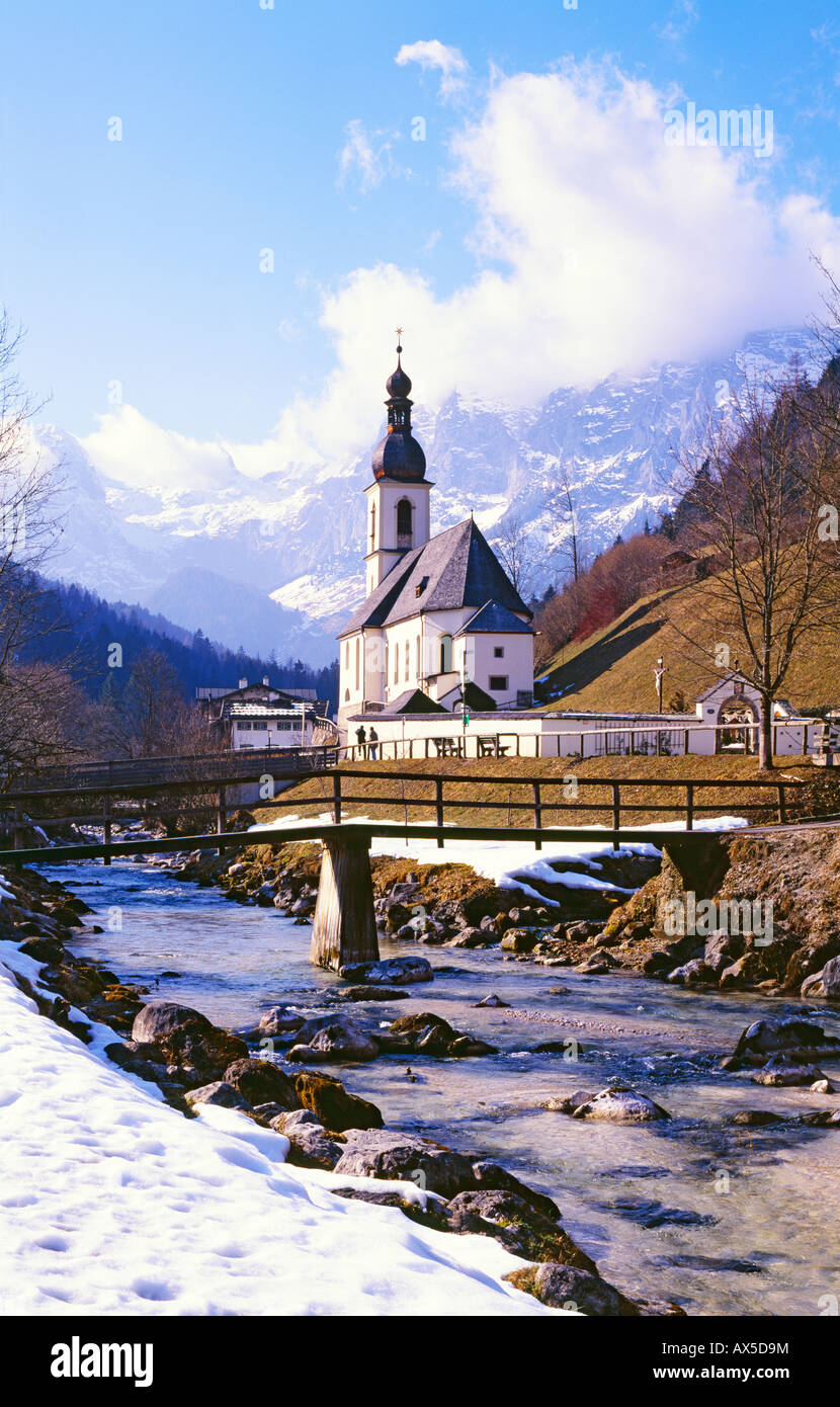 St. Sebastian's Church in Ramsau, Berchtesgadener Land, Upper Bavaria ...