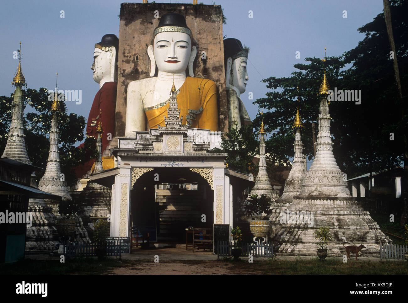 Four giant seated Buddhas near Pegu, ancient Bago, royal capital of the ...