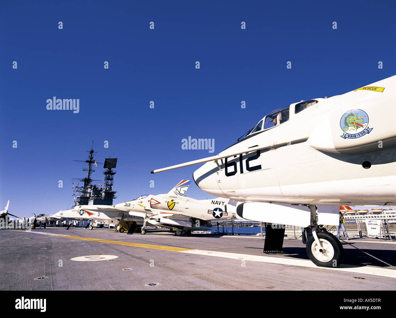 Flight deck of USS Midway aircraft carrier at Navy Pier, San Diego ...