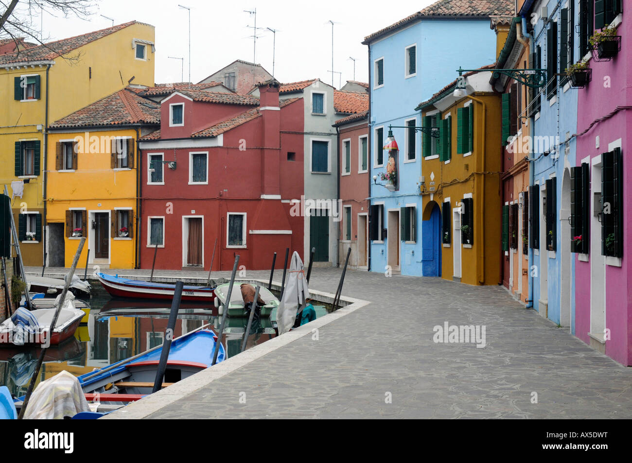Building facades, Burano Island, Venice, Veneto, Italy, Europe Stock ...