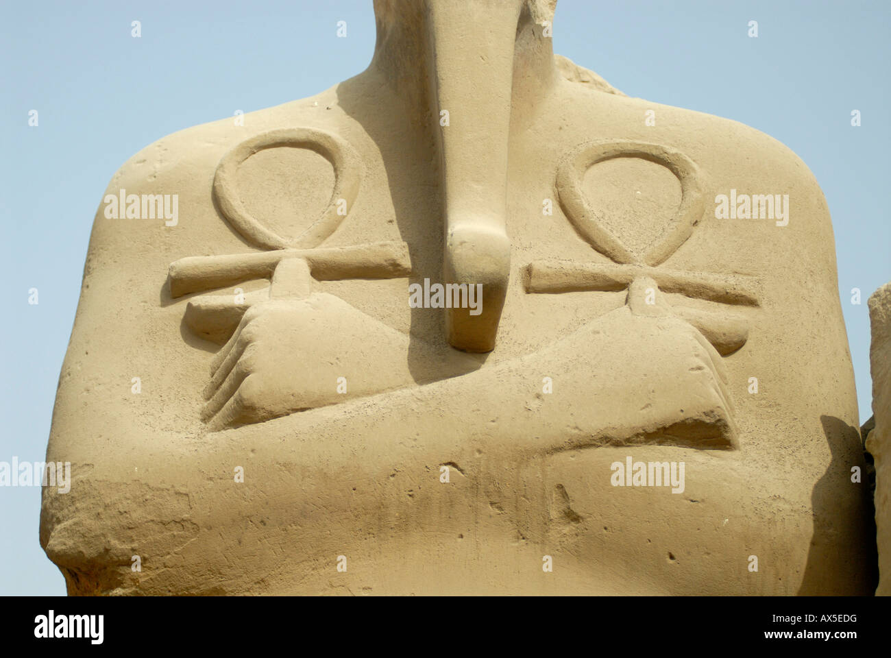 Ankh, Egyptian cross, Ramses statue, Karnak Temple, Luxor, Egypt, North ...