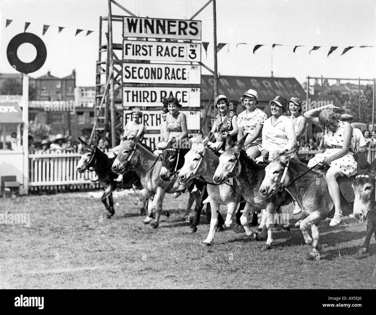 DONKEY DERBY at the Dreamland Stadium in Margate Kent about 1936 Stock ...