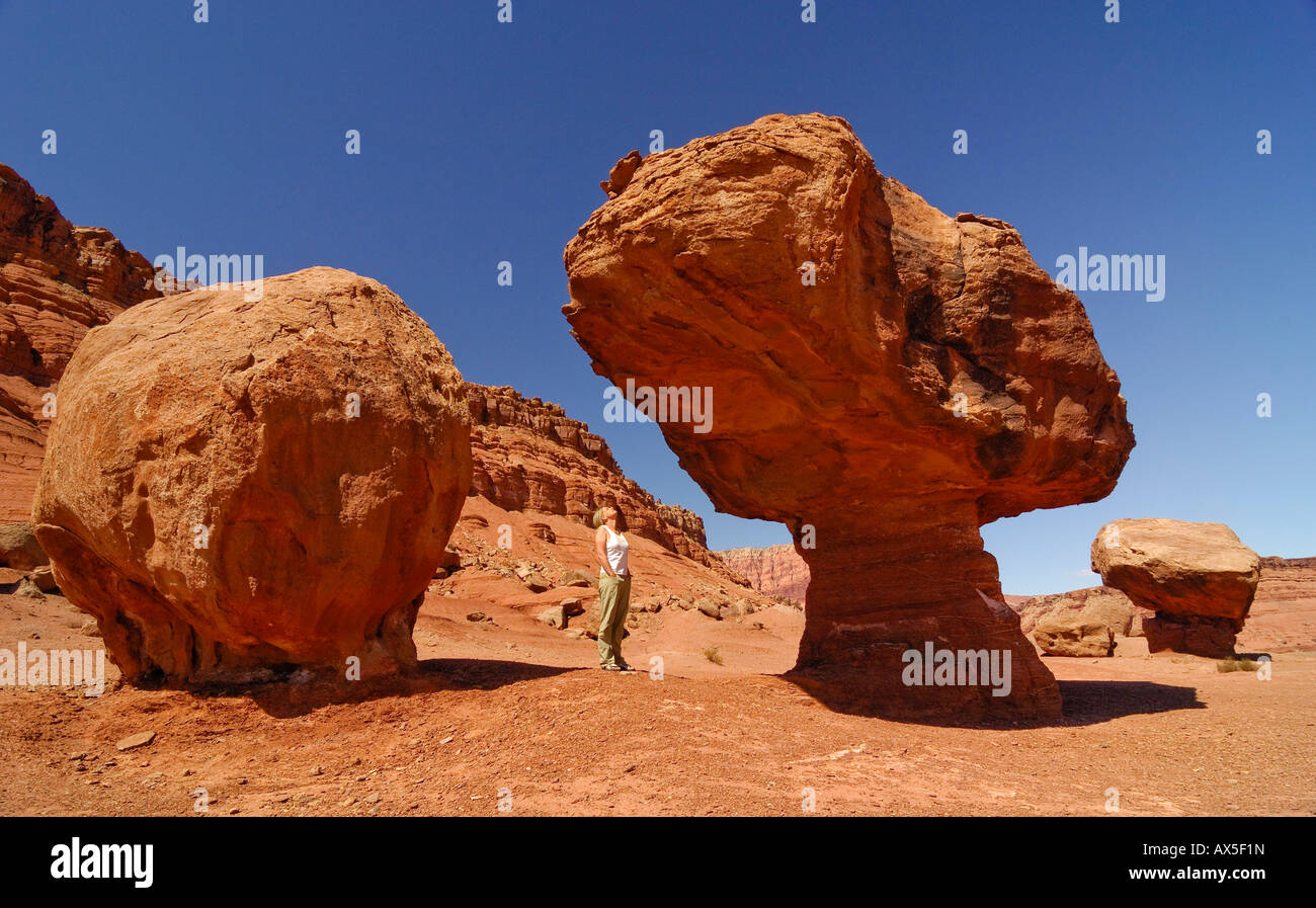 Mushroom-shaped sandstone formations near the town of Page, Navajo ...