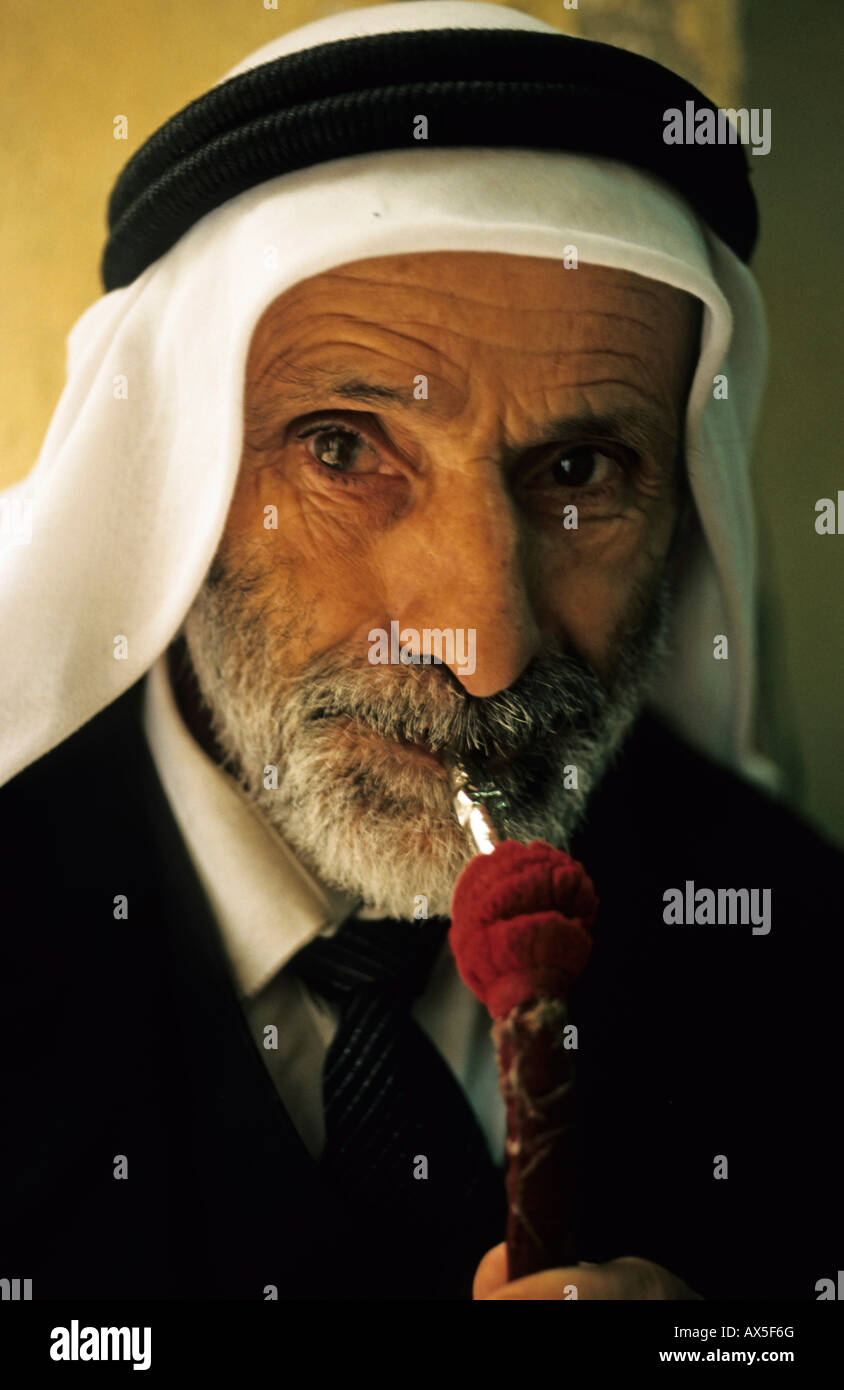 Elderly Arab man with hookah, shisha, Jerusalem, Israel Stock Photo - Alamy