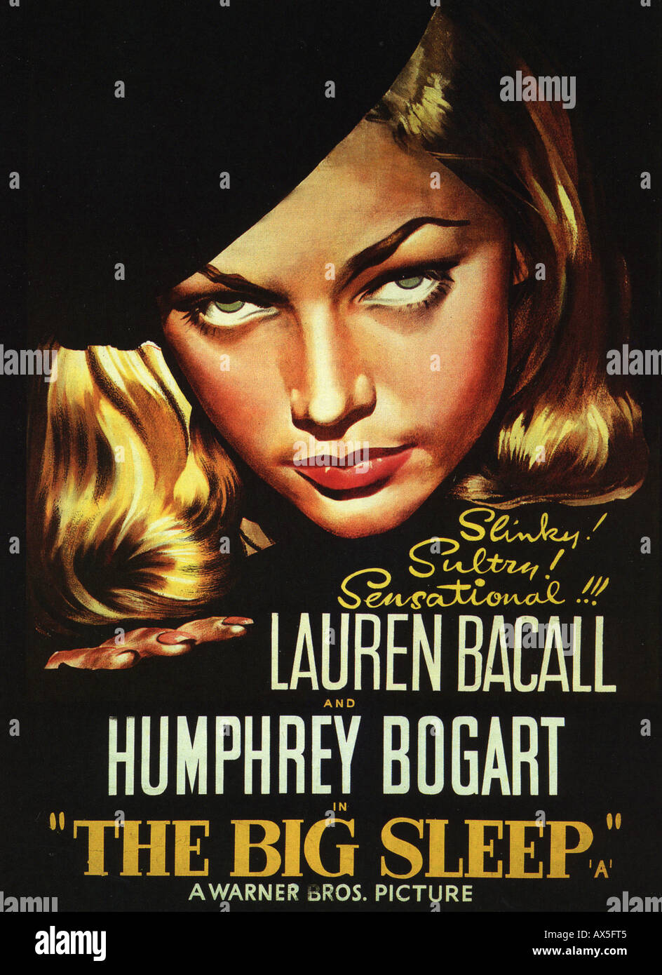 THE BIG SLEEP poster for 1946 Warner film starring Lauren Bacall and Stock Photo: 9563332 - Alamy