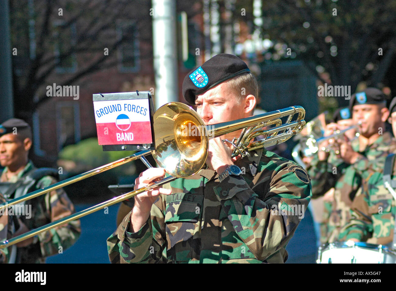Army band with instruments, both men and women Stock Photo - Alamy