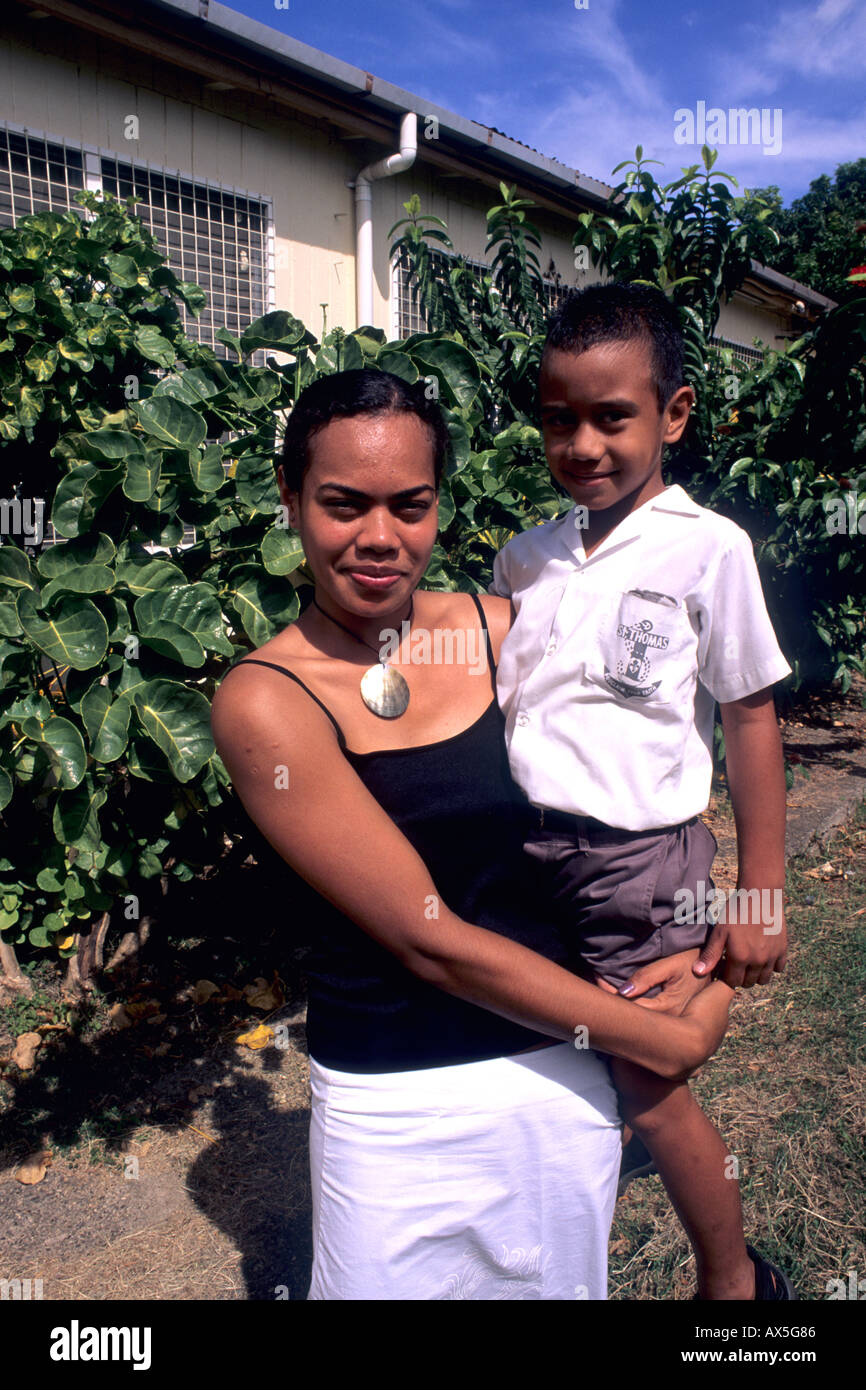 Mother with boy in Nadi Bay in the Fiji Islands Stock Photo - Alamy