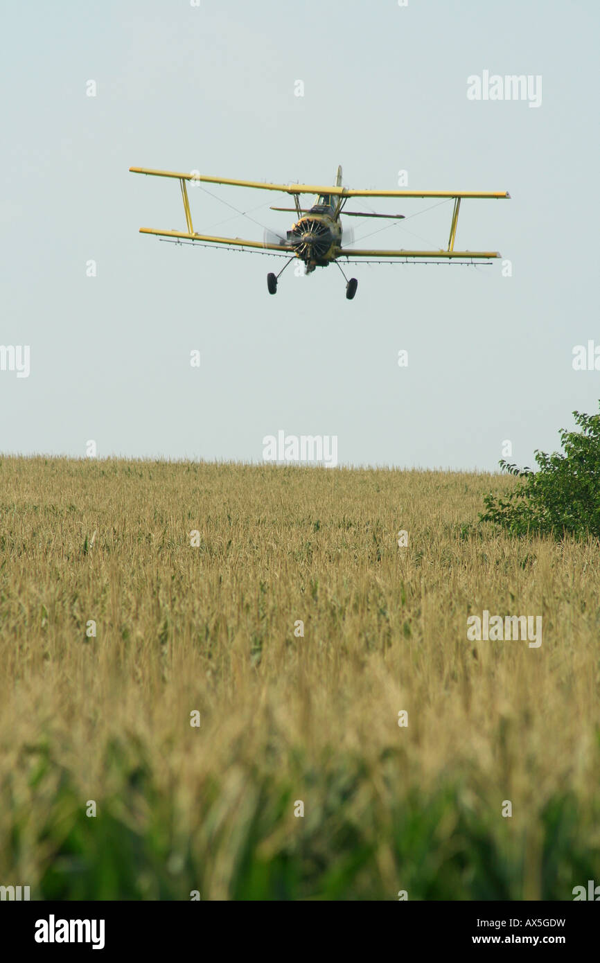 Spray plane spraying a corn field in Iowa Stock Photo - Alamy