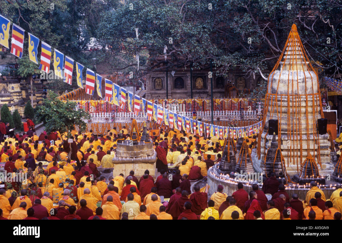 Buddhist pilgrims gathered in Bodhgaya to pray at the site the Bodhi ...