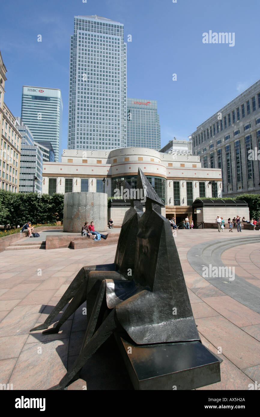 cabot square canary wharf london one canada square tower block metal ...