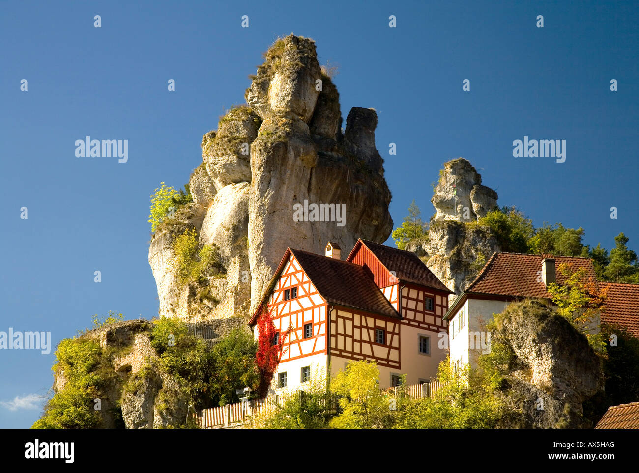 Old timber-framed house, Tuechersfeld, Franconian Switzerland, Upper ...