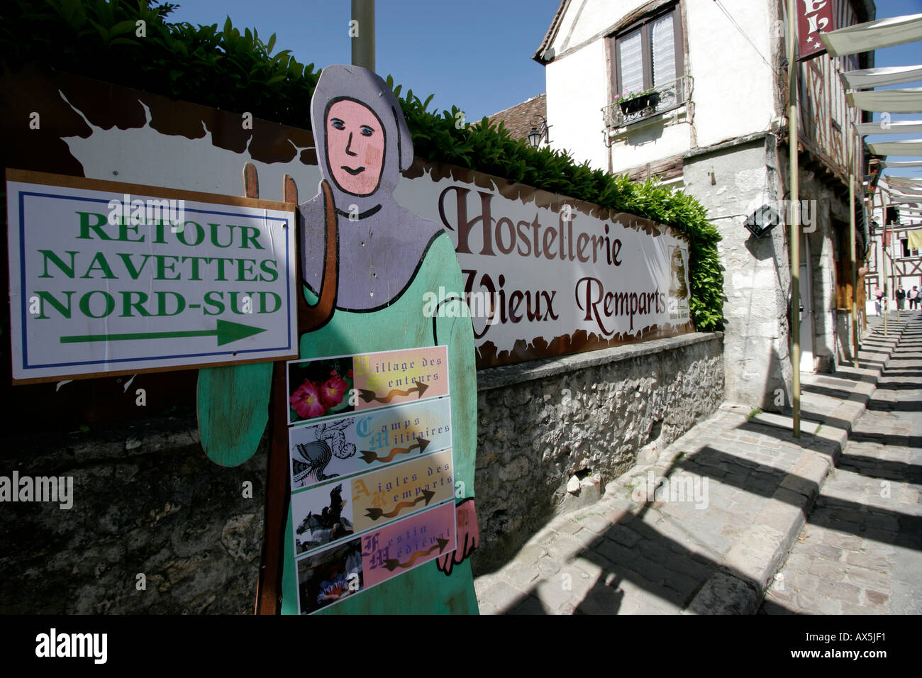 A ancient knight direction sign for Medieval Festival Provines Frence ...