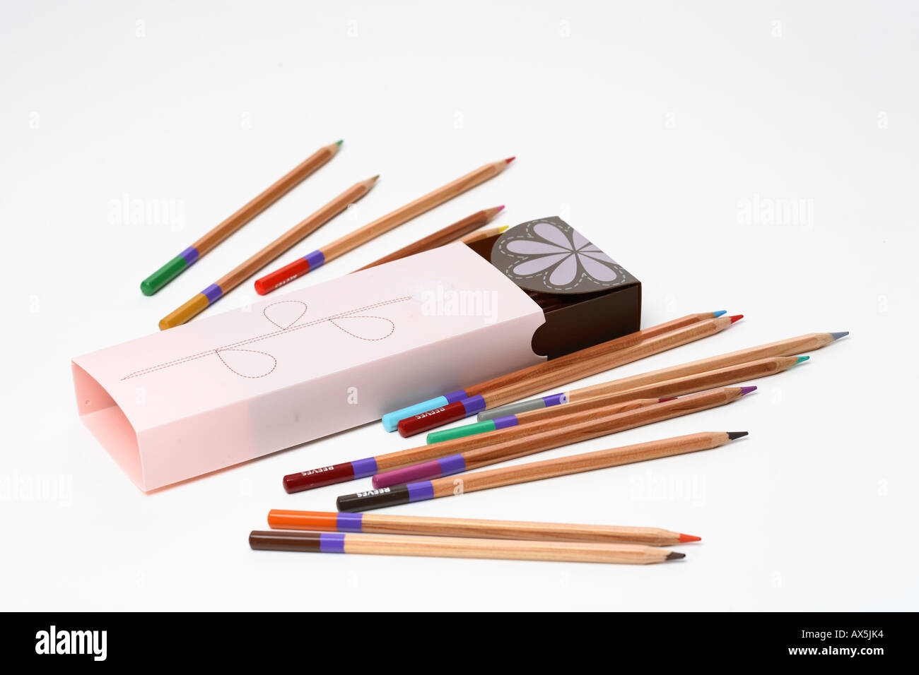 Pencil Box with Color Pencils Stock Photo - Alamy