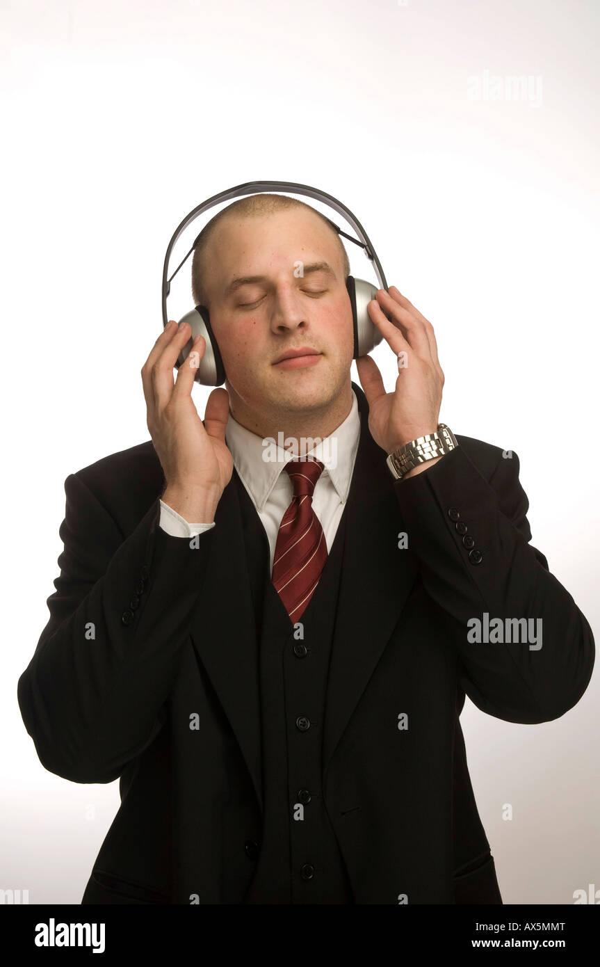 Young man with headphones Stock Photo - Alamy
