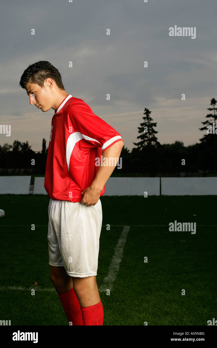 Profile of a soccer player Stock Photo - Alamy