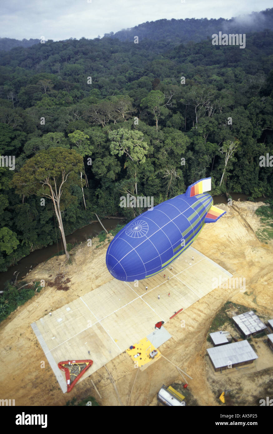 Makande, Gabon. The dirigible landing at Base Camp with the Canopy ...