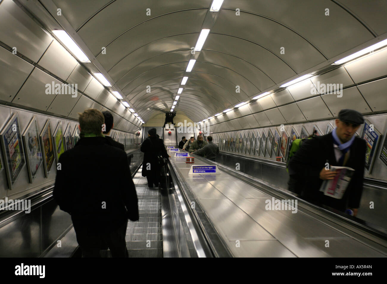 Escalator at Bank / Monument underground station, London, England, UK ...