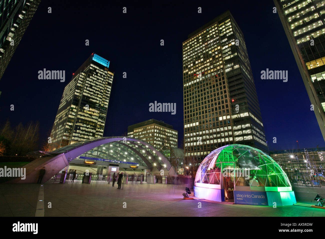 Canary Wharf and Canada Square, entrance to underground station and ...