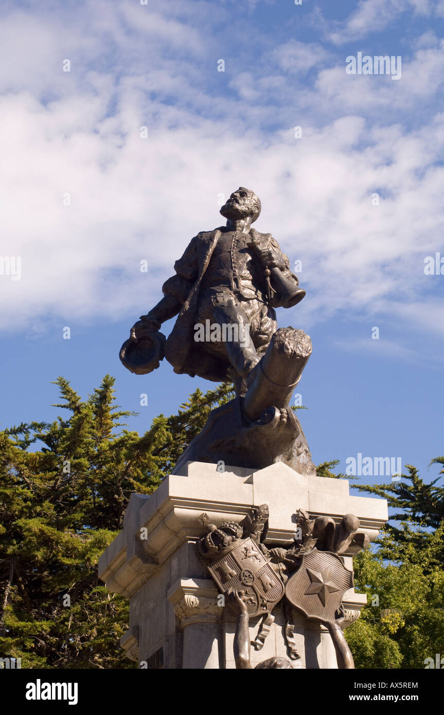 Chile Patagonia Punta Arenas Main Square Magellan statue Stock Photo ...