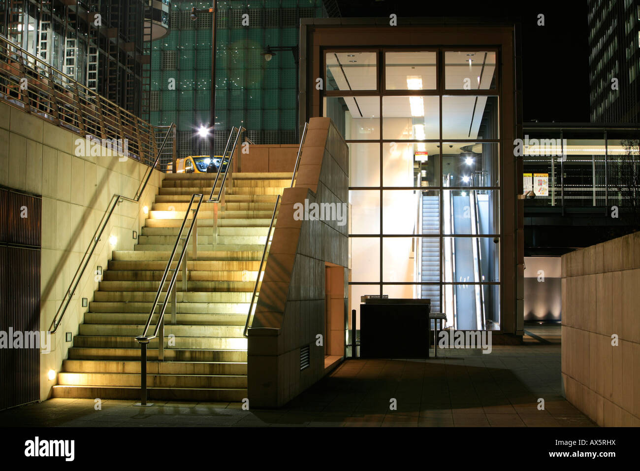 Stairs and escalators at the Docklands, London, England, UK, Europe ...
