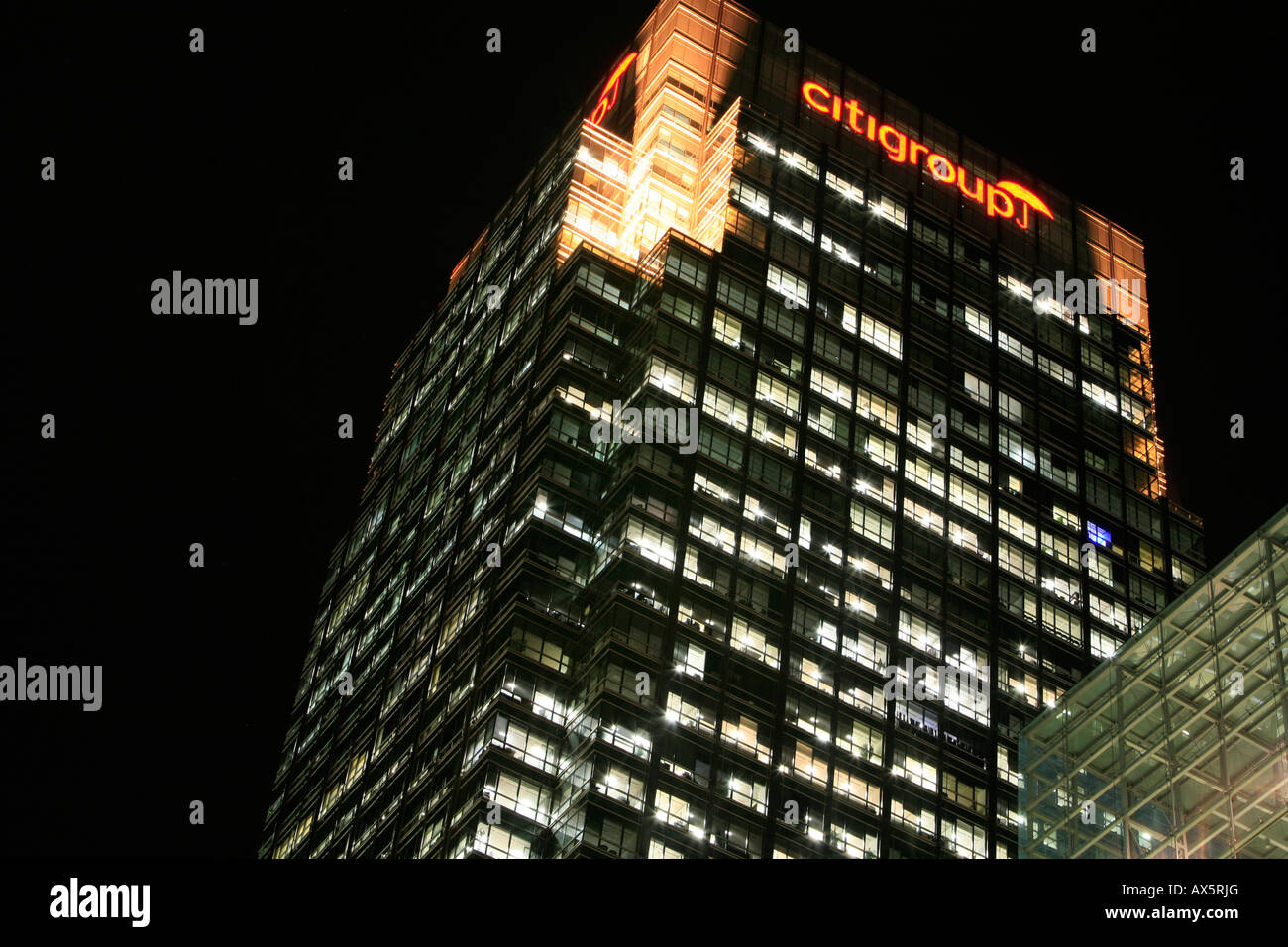 Citigroup Tower, Canary Wharf at night, London, England, UK, Europe ...