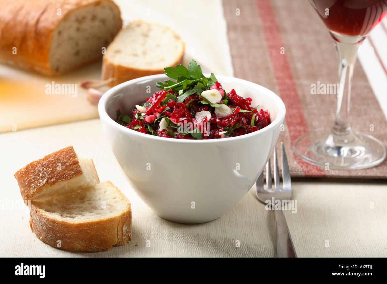 Beetroot salat with garlic and parsley Stock Photo - Alamy