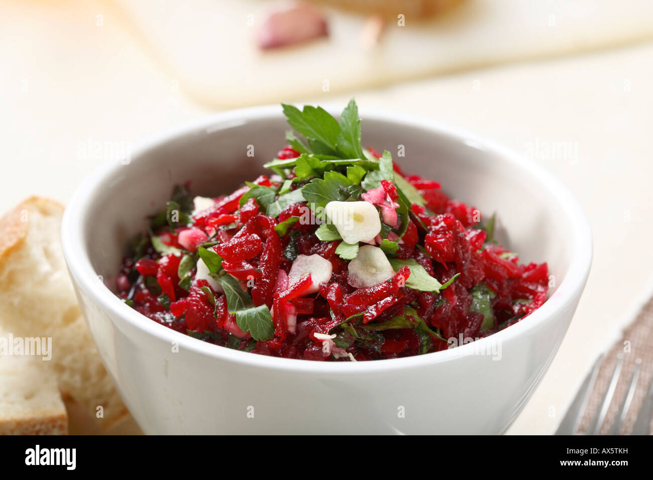 Beetroot salat with garlic and parsley Stock Photo - Alamy