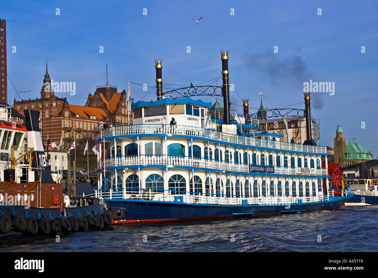 Louisiana Star steamboat docked at Hamburg Harbour, Hamburg, Germany ...