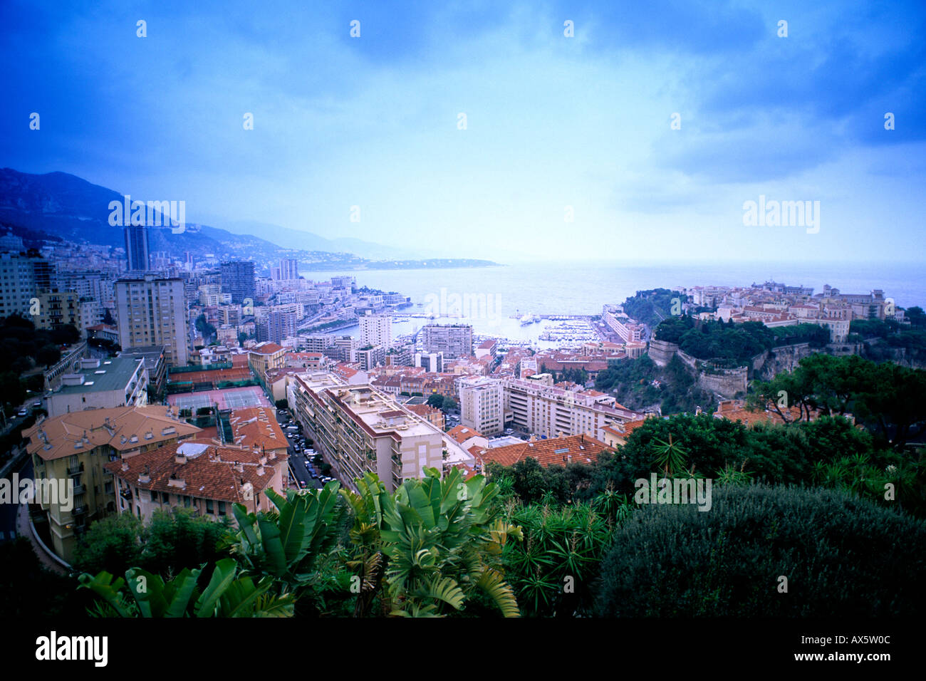 sunset from above Royal Castle at Monaco Harbor Monte Carlo Stock Photo ...