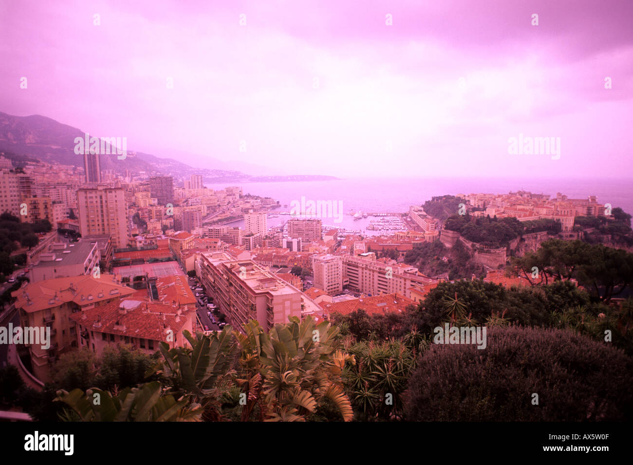 sunset from above Royal Castle at Monaco Harbor Monte Carlo Stock Photo ...