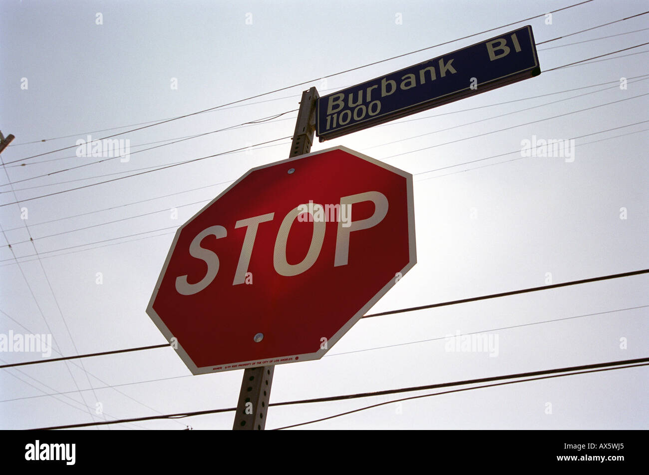 stop sign telephone cables Stock Photo - Alamy