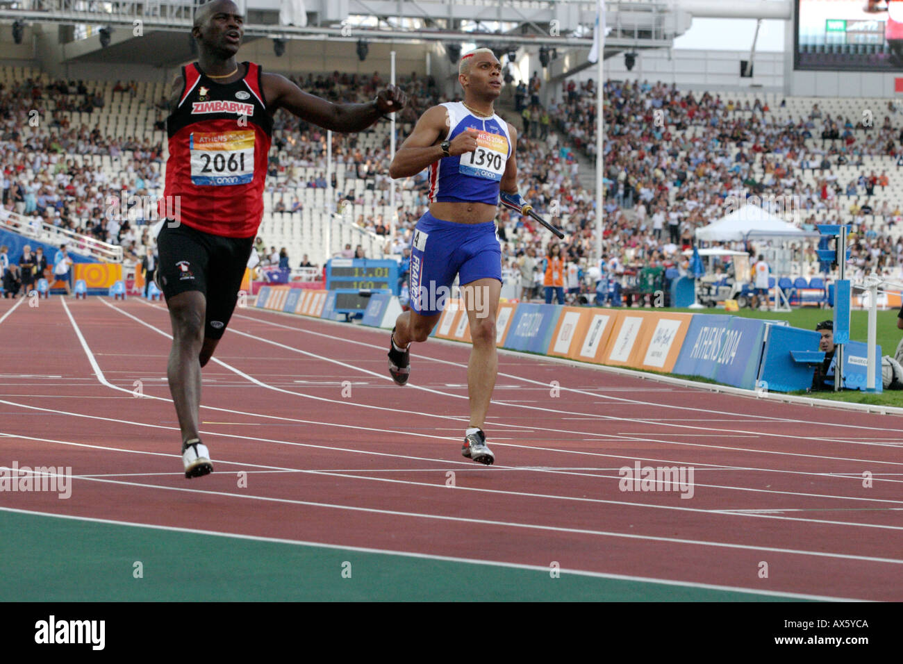 Elliot Mujaji ZIM (L) wins gold in the mens T46 100m final Serge Ornem ...