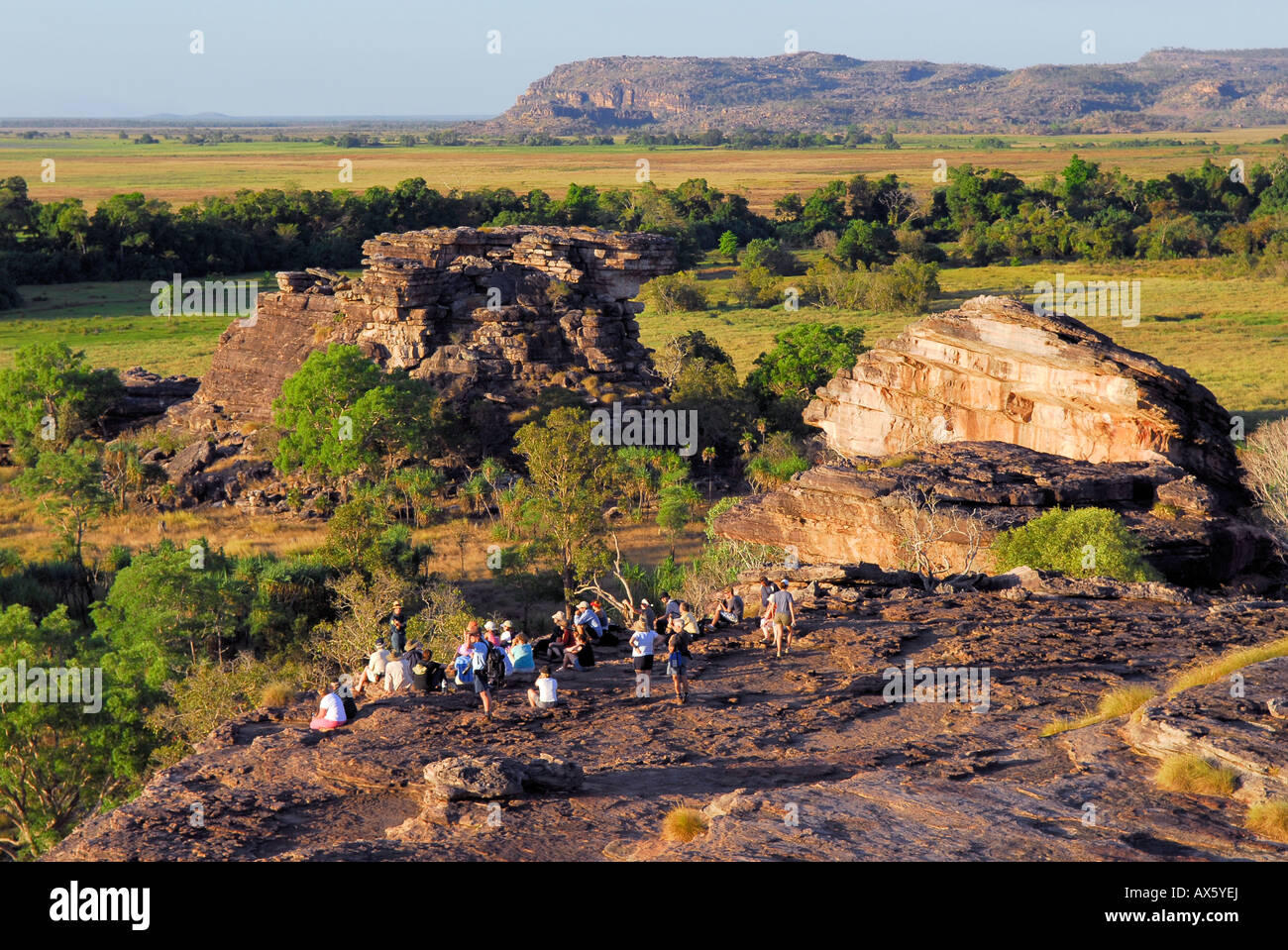 Tourist group at Ubirr Rock, Kakadu National Park, Northern Territory ...